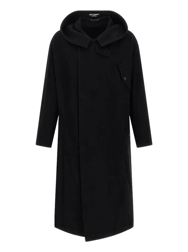 Yohji Yamamoto Hooded Wool Coat - Black