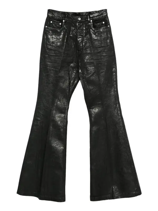 Rick Owens Flared Trousers With Metallic Effect - Black