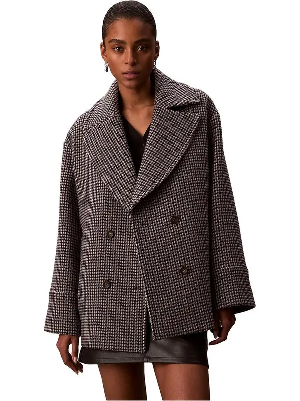 Calvin Klein Wool-blend Double-breasted Pea Coat - Dark Grey