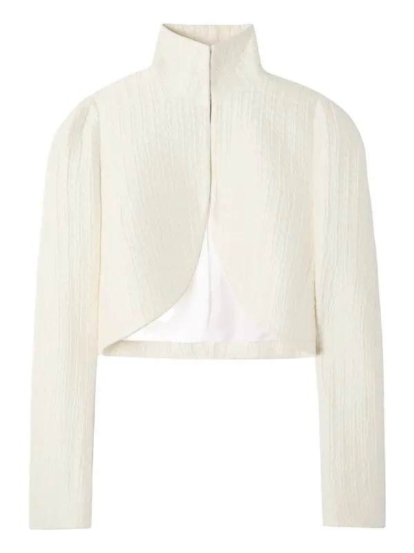 Alaïa Cropped Silk-cloqué Jacket - Ivory