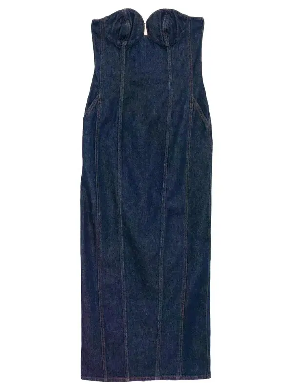 Magda Butrym Strapless Denim Midi Dress - Blue