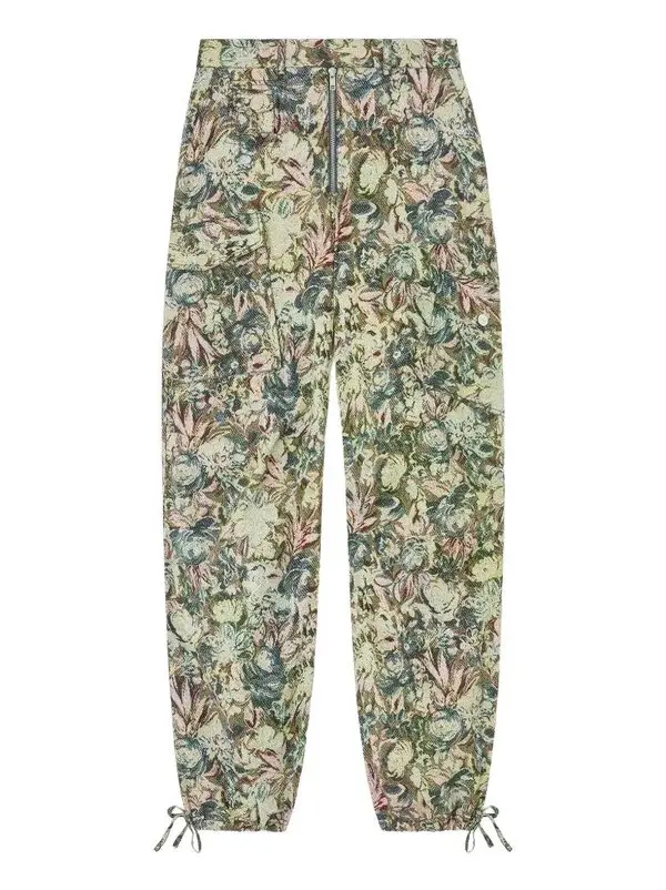 GANNI Floral-print Trousers - Neutrals