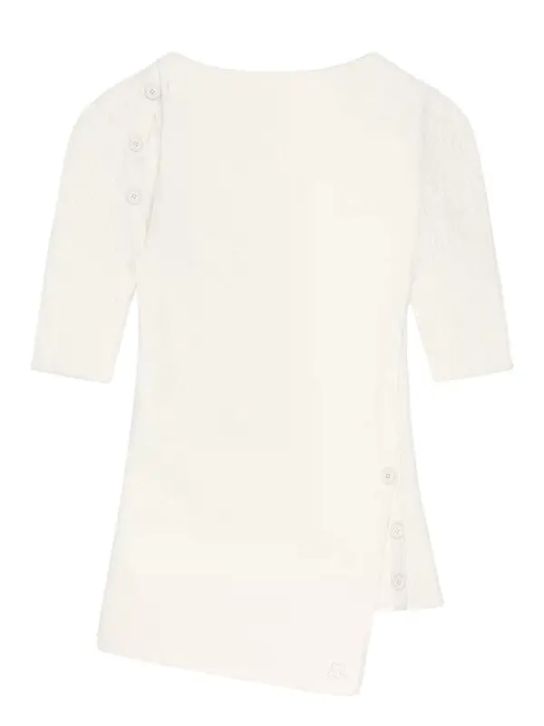 COURREGES Ribbed-knit Top With Cut-out And Embroidered Logo - White