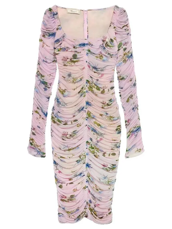 Blumarine Floral-print Midi Dress - Pink