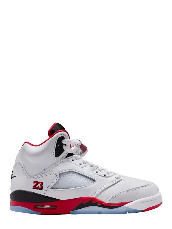 JORDAN 5 Retro Fire Red Black Tongue 2025 Gs - White/fire Red/black