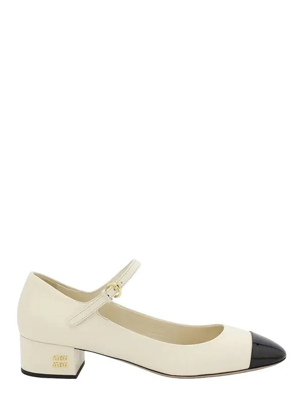 Miu Miu Two-tone Leather Pumps - Ivory