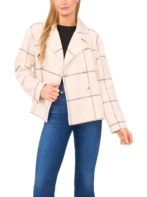 Halogen Oversized Double Breasted Plaid Jacket - Birch