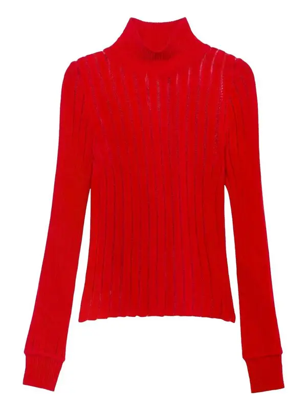 Blumarine High-neck Ribbed Sweater - Red