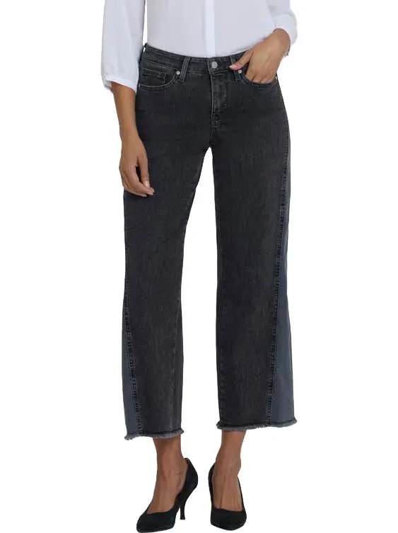 NYDJ Teresa Two-tone Wide Leg Jeans With Frayed Hem - Street Shade