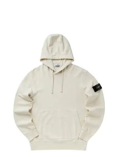 Stone Island 6100062 Organic Cotton Fleece Hooded Sweatshirt - Ivory