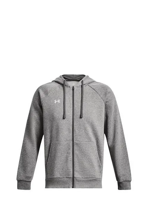 Under Armour Rival Fleece Full-zip Hoodie - Castlerock Light Heather/white