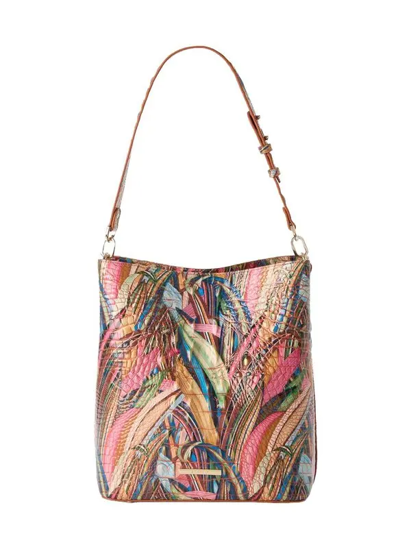 Brahmin Celina Croc Embossed Leather Bucket Bag - Sunleaf