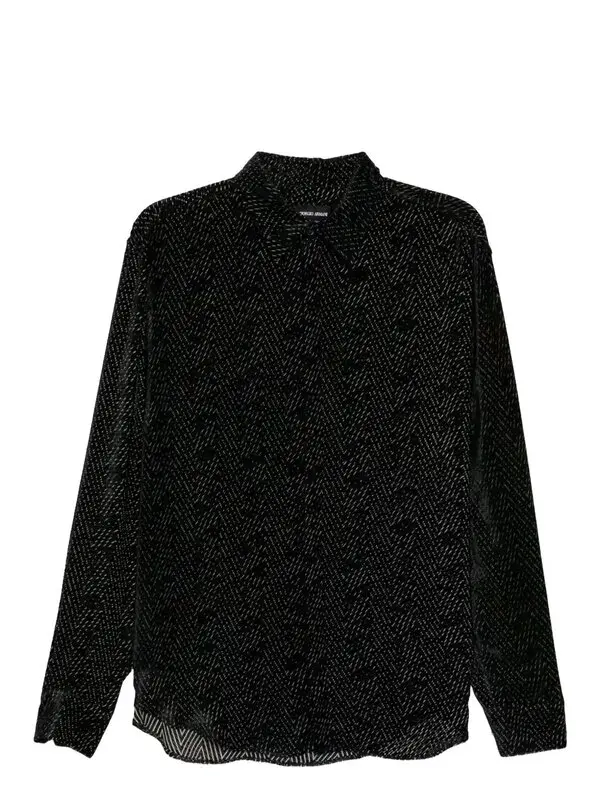 Giorgio Armani Geometric-print Shirt - Black