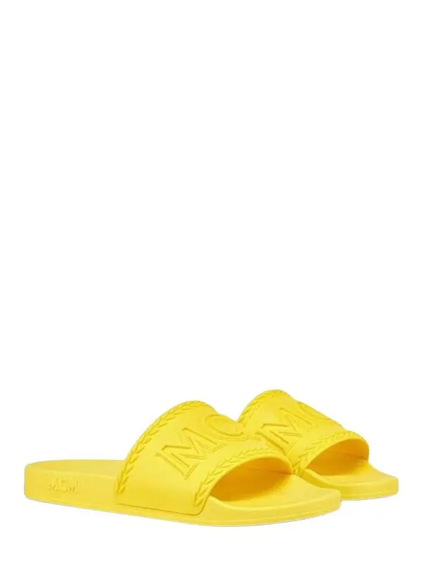 Mcm Big Logo Rubber Slides - Yellow