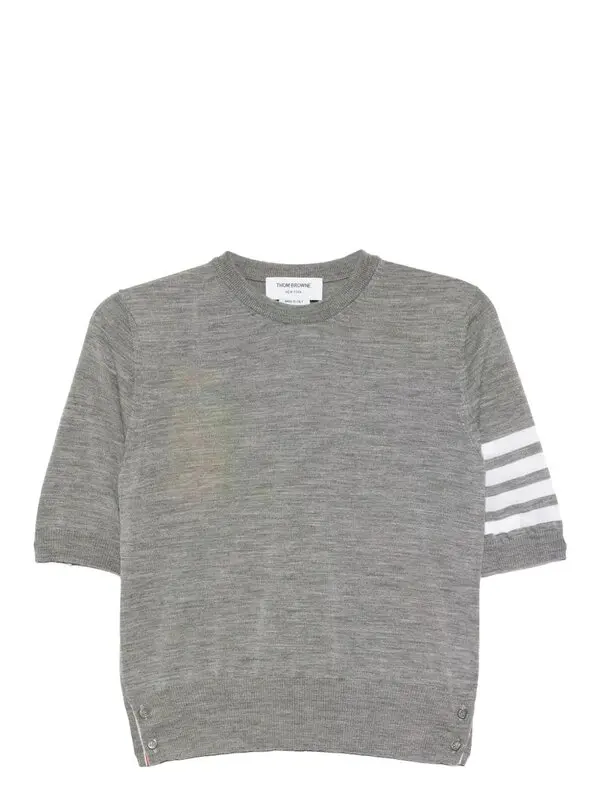 Thom Browne Rwb-stripe Knitted T-shirt - Grey
