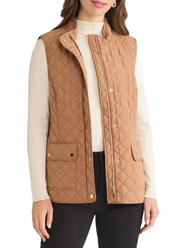 Jones New York Quilted Vest - Coffee Bean