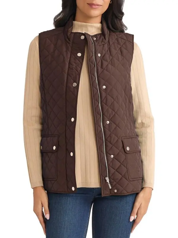 Jones New York Quilted Vest - Coffee Bean