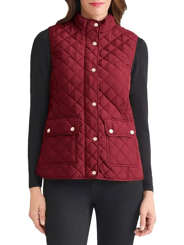 Jones New York Quilted Vest - Venetian Red