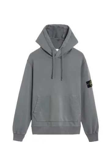 Stone Island 6100062 Organic Cotton Fleece Hooded Sweatshirt - Gray