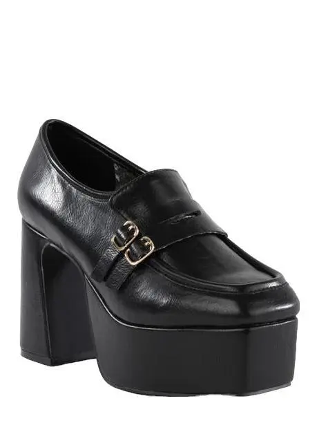 Bc Footwear Platform Pumps With Buckle Straps - Black
