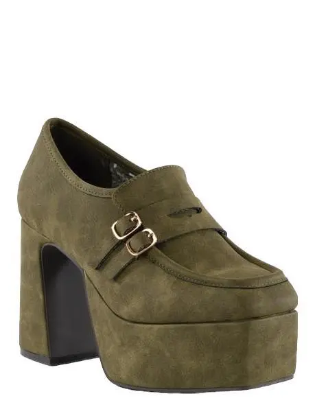 Bc Footwear Platform Pumps With Buckle Straps - Olive