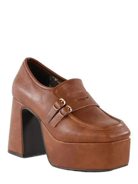 Bc Footwear Platform Pumps With Buckle Straps - Tan