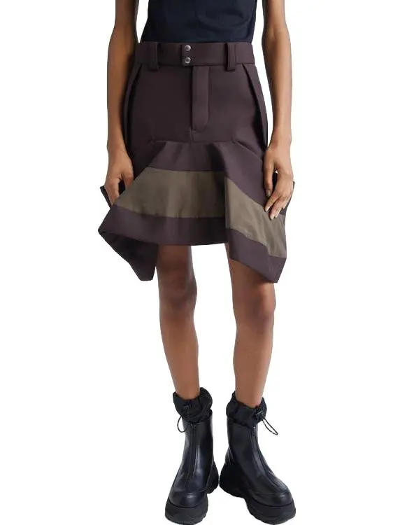 Sacai Mixed Media Skirt - Brown