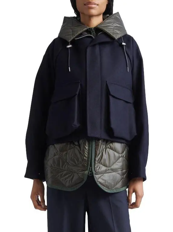 Sacai Mixed Media Blouson Jacket - Navy/khaki