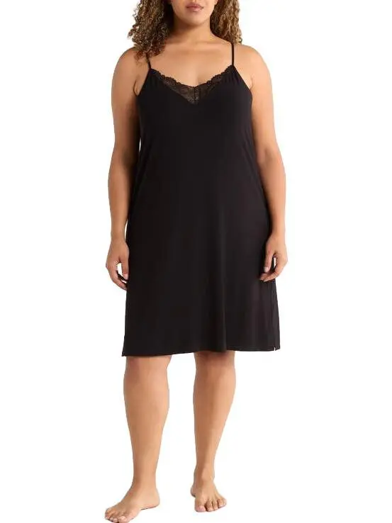 Nordstrom Moonlight Eco Lace Trim Chemise - Black