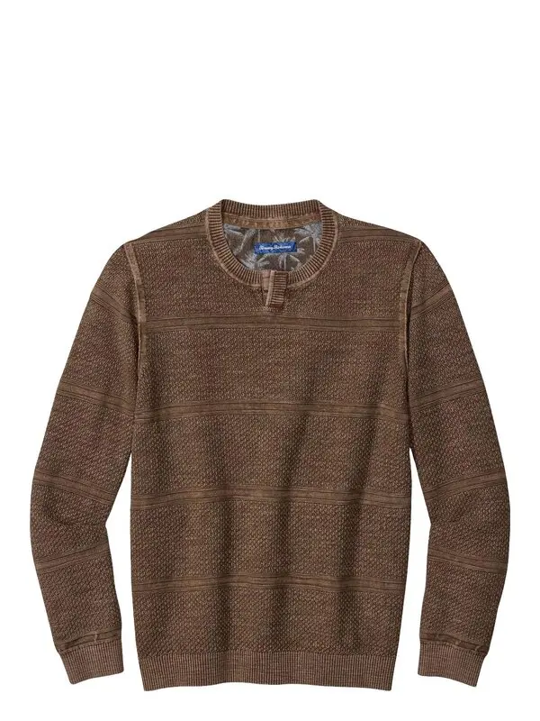 Tommy Bahama Saltwater Tide Abaco Cotton Split Neck Sweater - Chocolate Brown