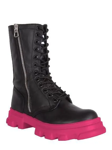 URBNKICKS High Altitude Leather Boots - Pink Black