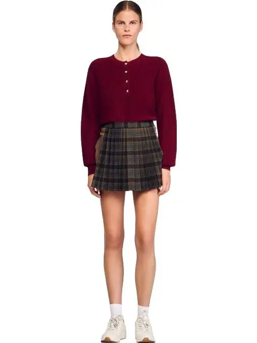 Sandro Wool And Cashmere Button Sweater - Bordeaux