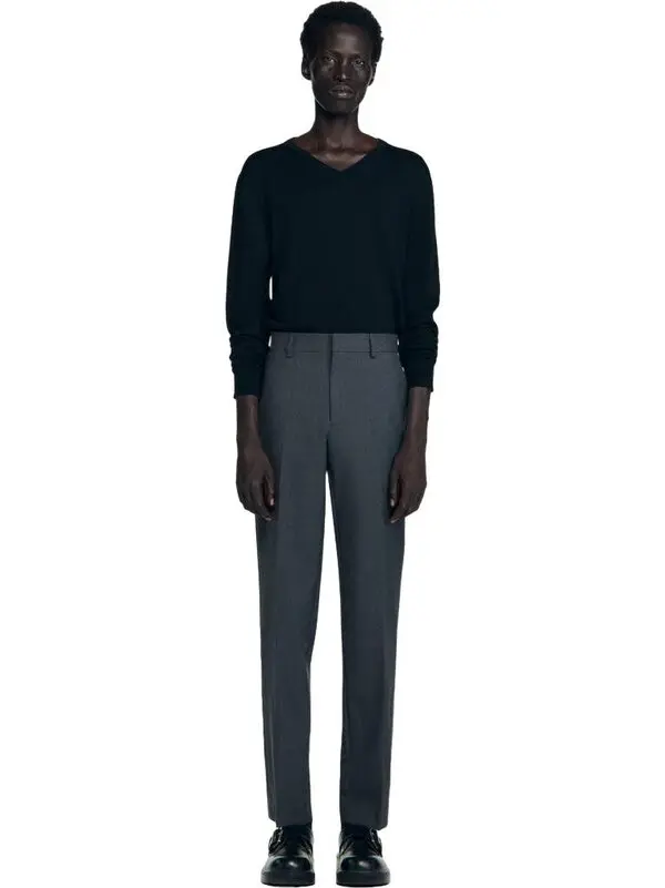 Sandro Virgin Wool Suit Trousers - Heather Charcoal
