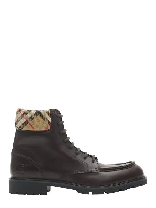 Burberry Rogue Leather Combat Boots - Log