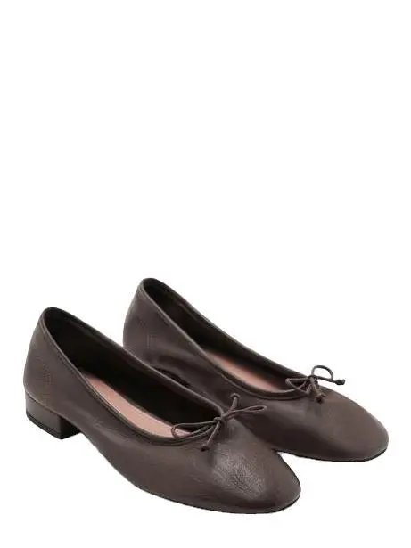 Mango Leather Ballerina Flat - Chocolate