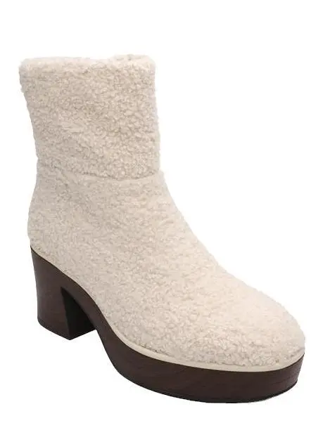 Sanctuary Faux Shearling Platform Bootie - Creme
