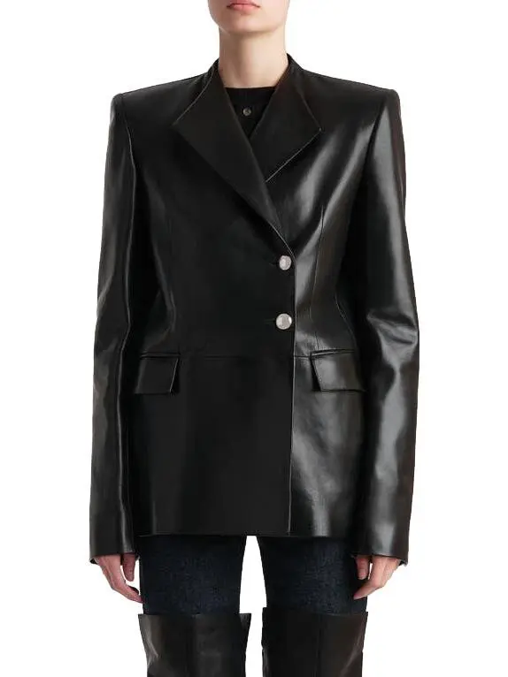 Khaite Elona Plongé Lambskin Leather Jacket - Black