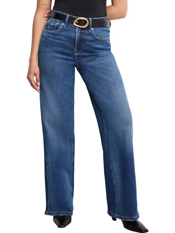 Good American Soft-tech Good Petite Wide Leg Jeans - Indigo891