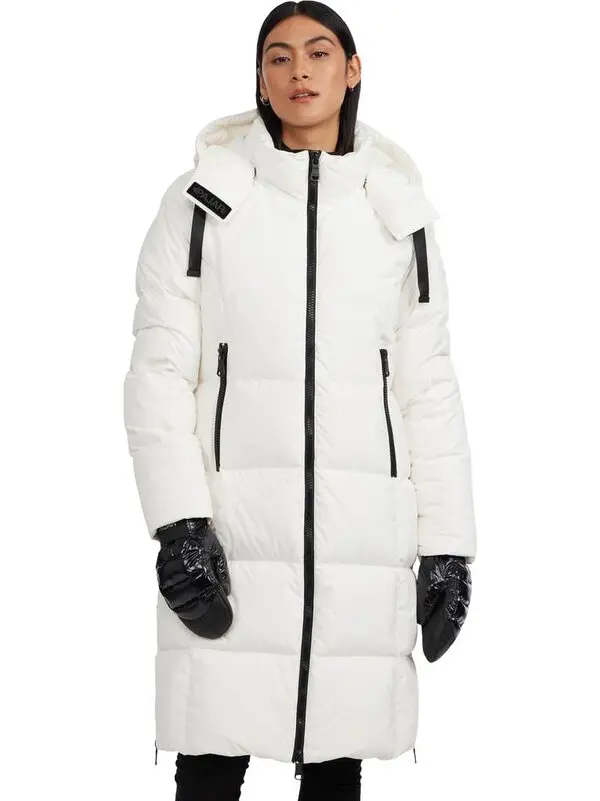 Pajar Long Channel Quilted Puffer - White Opal