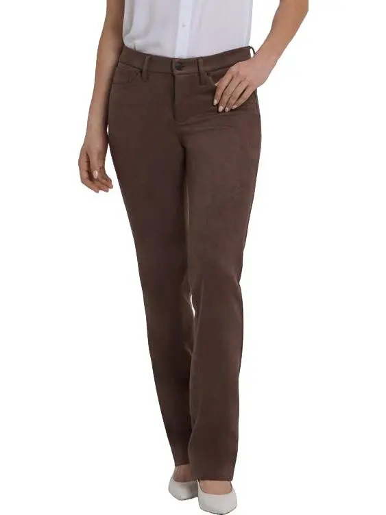 NYDJ Marilyn Straight Leg Faux Suede Pants - Coffee Bean