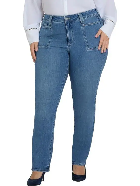 NYDJ Marilyn Patch Pocket Straight Leg Jeans - Bastille Sea