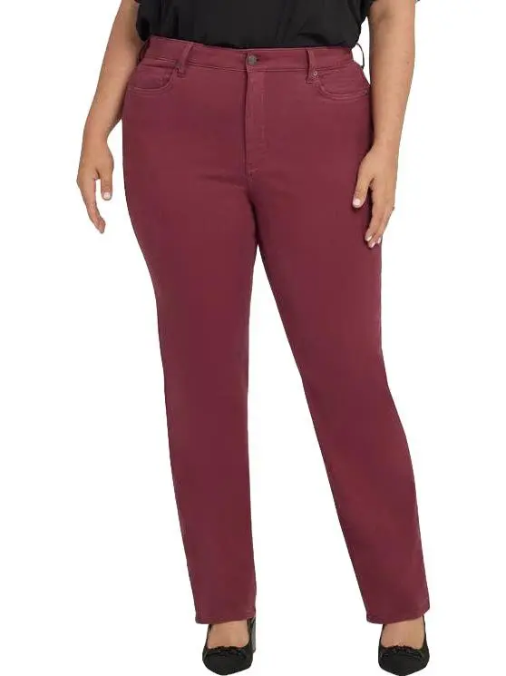 NYDJ Marilyn High Waist Straight Leg Jeans - True Burgundy