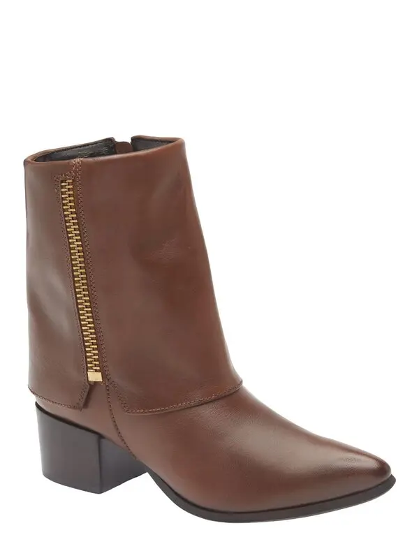 CHOCOLAT BLU Leeza Block Heel Bootie - Brown Leather
