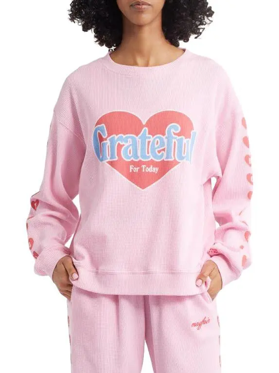 THE MAYFAIR GROUP Grateful For Today Graphic Sweatshirt - Pink