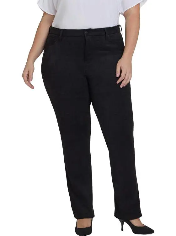 NYDJ Marilyn High Waist Straight Leg Faux Suede Pants - Black