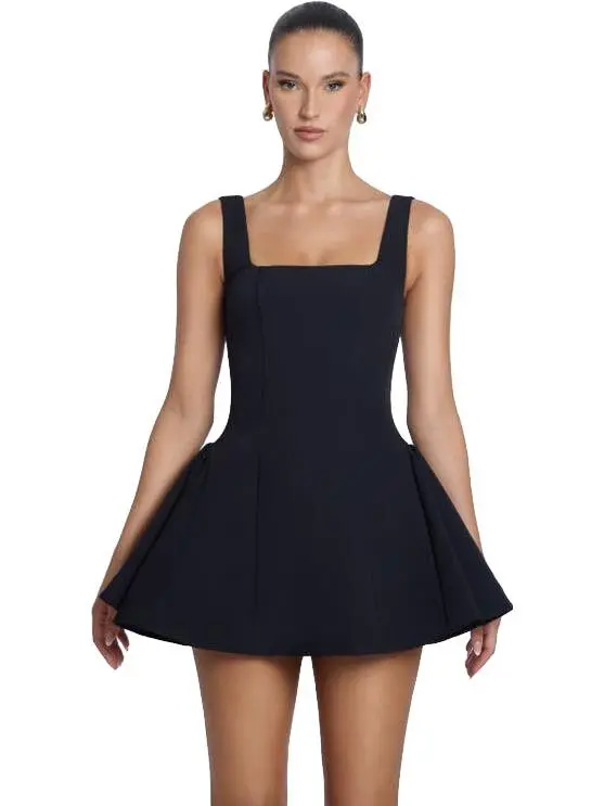 LEAU Ysabelle Babydoll Corset Mini Dress - Black