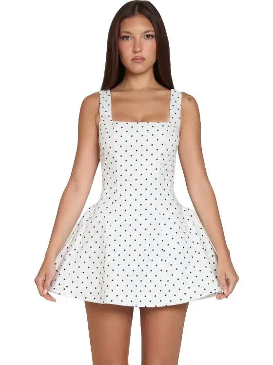 LEAU Ysabelle Babydoll Corset Mini Dress - Polka Dot