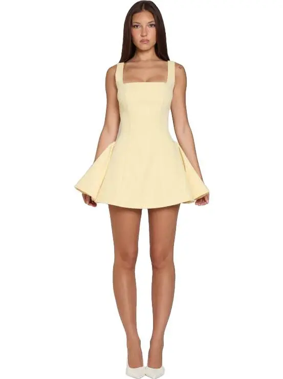 LEAU Ysabelle Babydoll Corset Mini Dress - Yellow