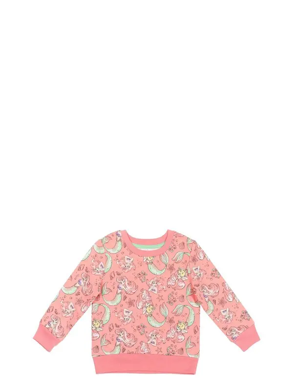 Disney Printed Pullover Sweatshirt - Princess Ariel Pink Pink