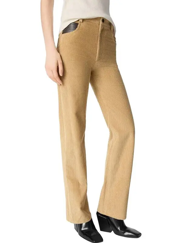 Bottega Veneta Leather Patch Corduroy Pants - 1434 Pale Oak